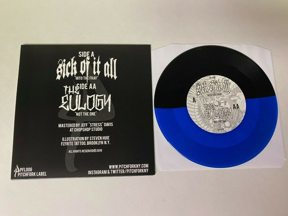 SICK OF IT ALL EULOGY SPLIT 7" RECORD HALF BLACK HALF BLUE VINYL ...