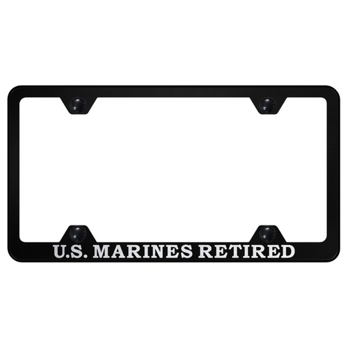 U.S. Marines Retired Logo Stainless Steel Wide Body License Plate Frame ...