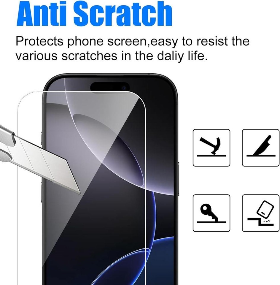 Full Coverage HD Screen Protector for Mobile Phone iPhone 16Pro 3 Piece ...