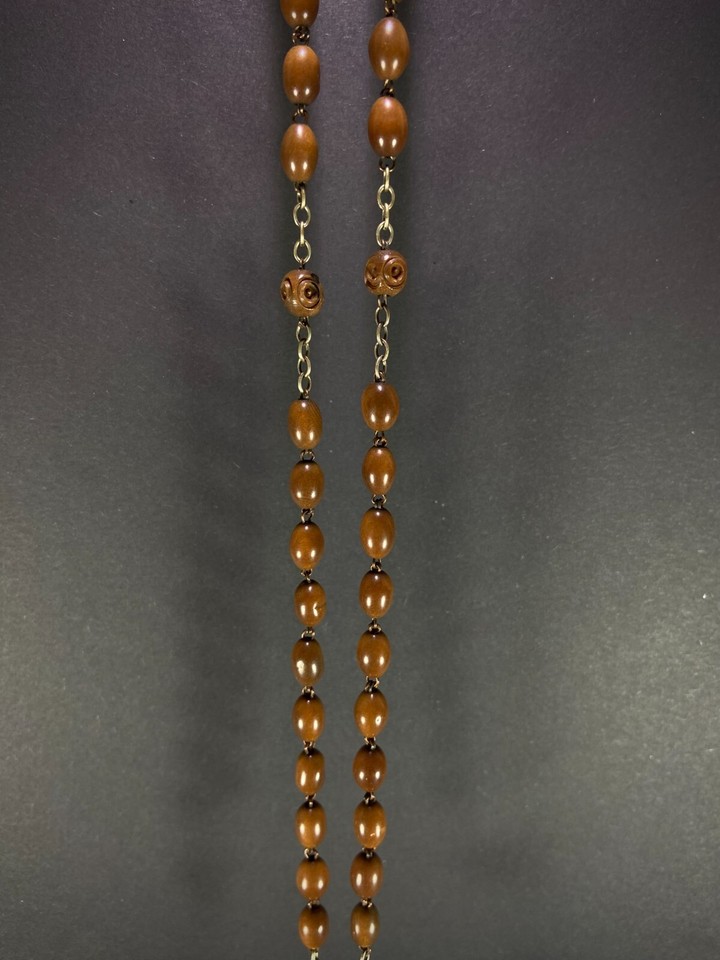 Vintage French Wooden Rosary Beads Lourdes Cross Catholic Prayer ...