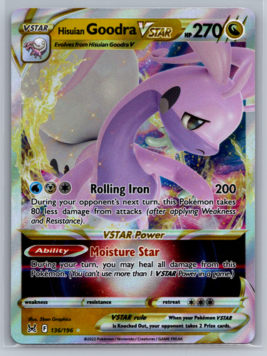 Hisuian Goodra VSTAR 136/196 Lost Origin Ultra Rare Holo Pokemon TCG ...