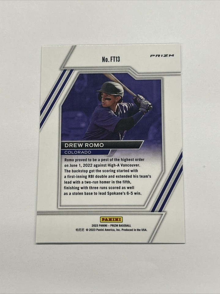 2023 Panini Prizm Future Tools Silver Prizm Drew Romo #FT13 Colorodo | eBay