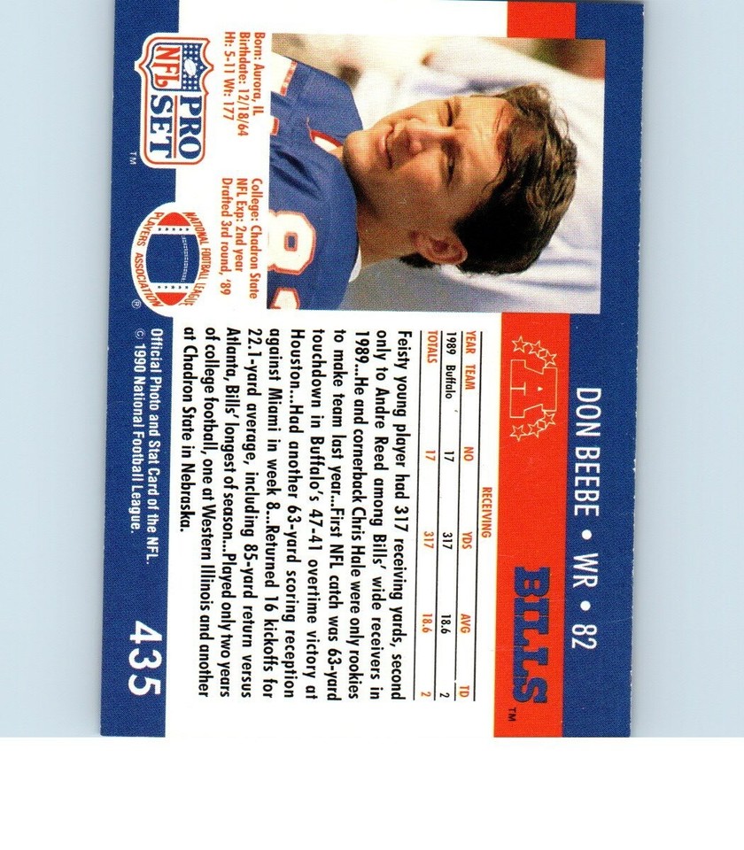 Don Beebe 435 Bills 1990 Pro Set NFL Football Trading Card | eBay