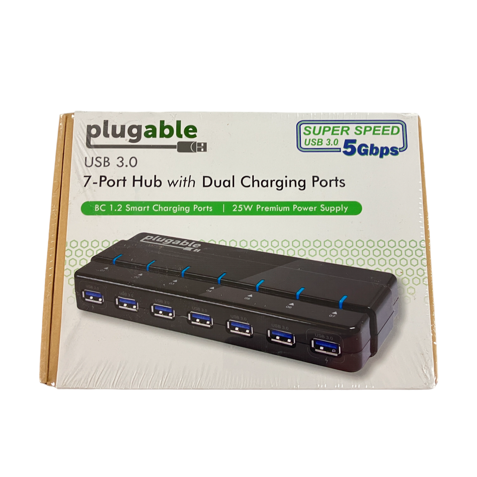 Plugable 7 Port USB 3.0 Hub with Dual Charging Ports SUPER SPEED 5 Gbps ...