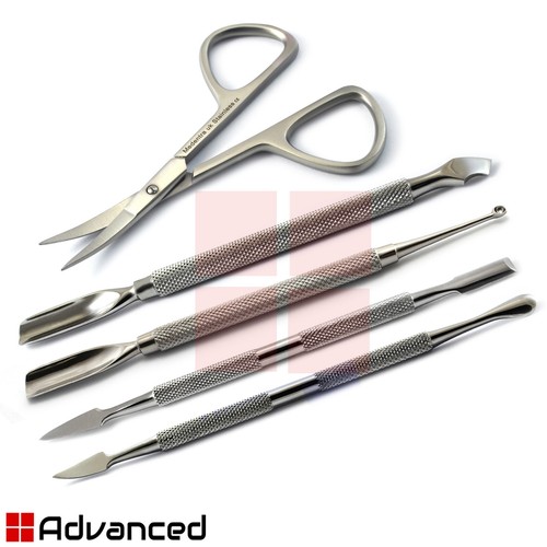 Best Cuticle Treatment Kit Nail Art Cleaner Spoon Gouge Pusher Scissor ...