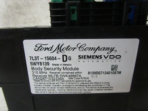 2007 07 FORD F150 THEFT LOCKING CONTROL MODULE 7L3T-15604-DG OEM for ...