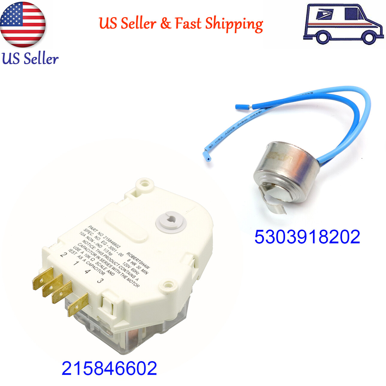 215846604 Defrost Timer + 5303918202 Refrigerator Defrost Thermostat ...