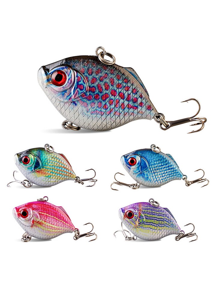 5pcs Plastic VIB Lures Vibration Spoon Popper Lure for Bass Pike Perch ...
