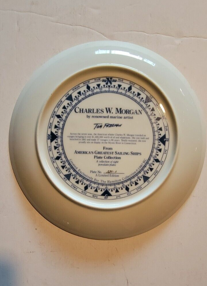 COLLECTIBLE HAMILTON PLATE "CHARLES W. MORGAN" SAILING SHIP 1987 ...