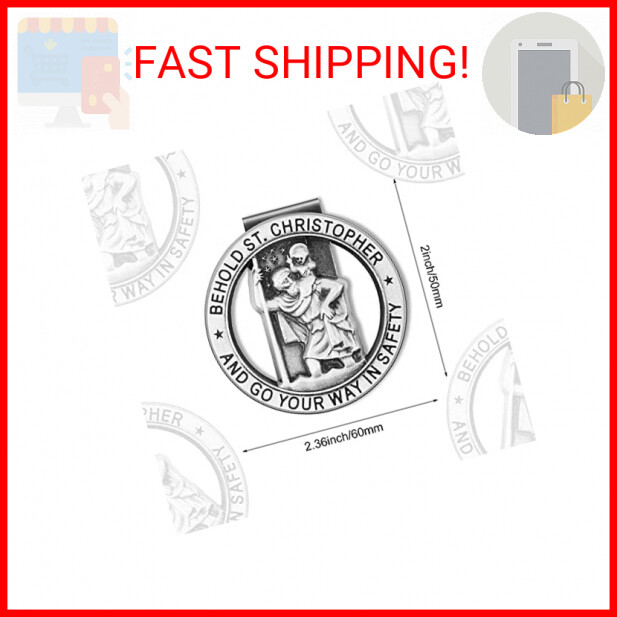 St Christopher Medal for Car Silver Saint Christopher Visor Clip ...