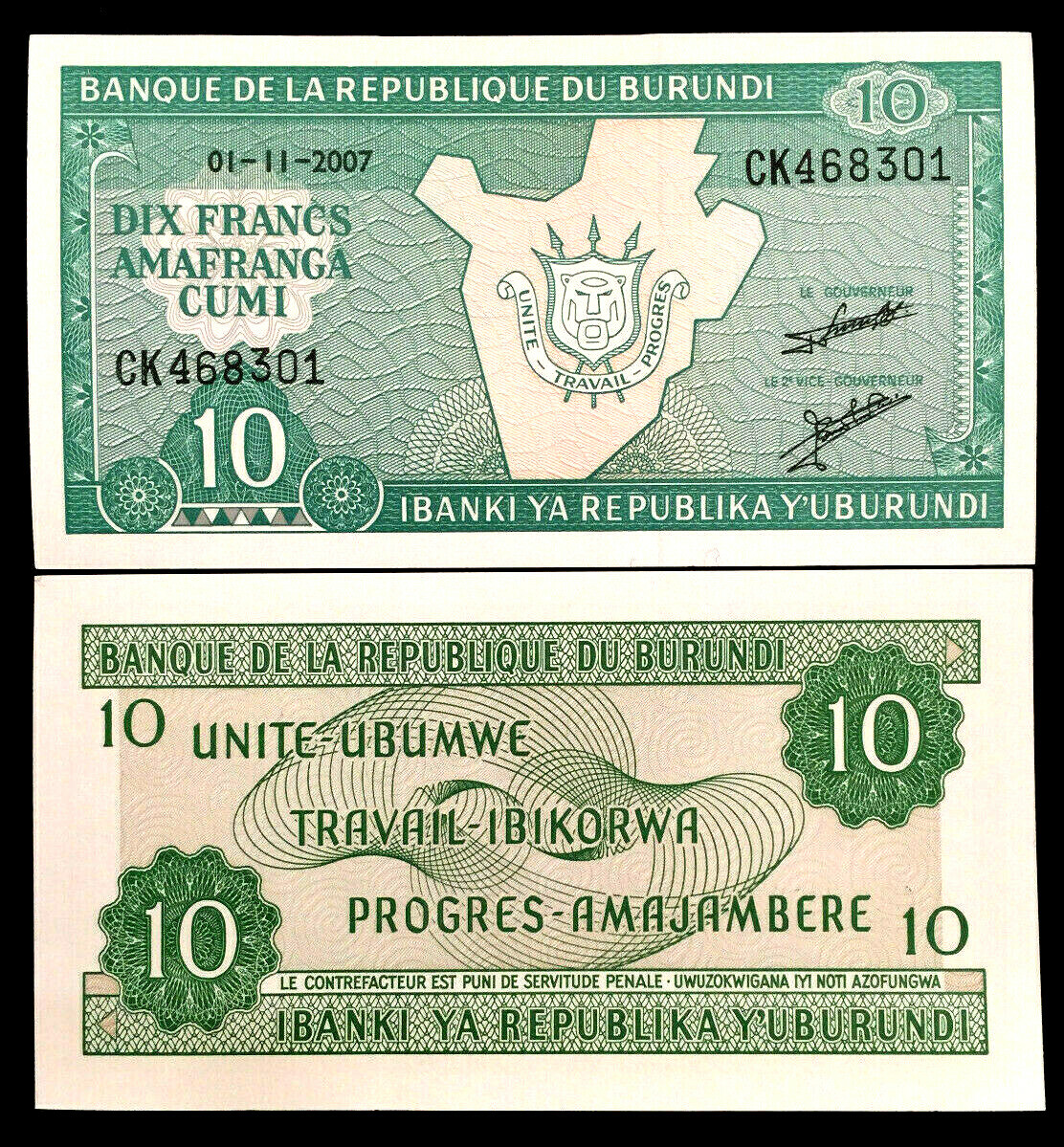 Burundi 10 Francs Banknote World Paper Money UNC Currency Bill Note | eBay