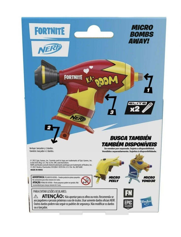 Nerf Fortnite Micro Bombs Away! Mini Dart Blaster with 2 Nerf Elite ...
