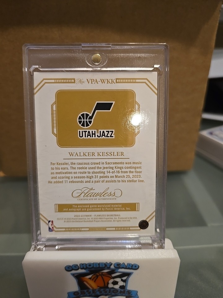2022-23 Panini Flawless Walker Kessler RC Auto GU Jersey Patch RPA Ruby ...