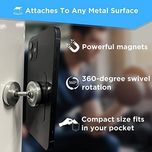 Dual Magnetic Phone Mount & Holder. Attaches Magnetically To Metal ...