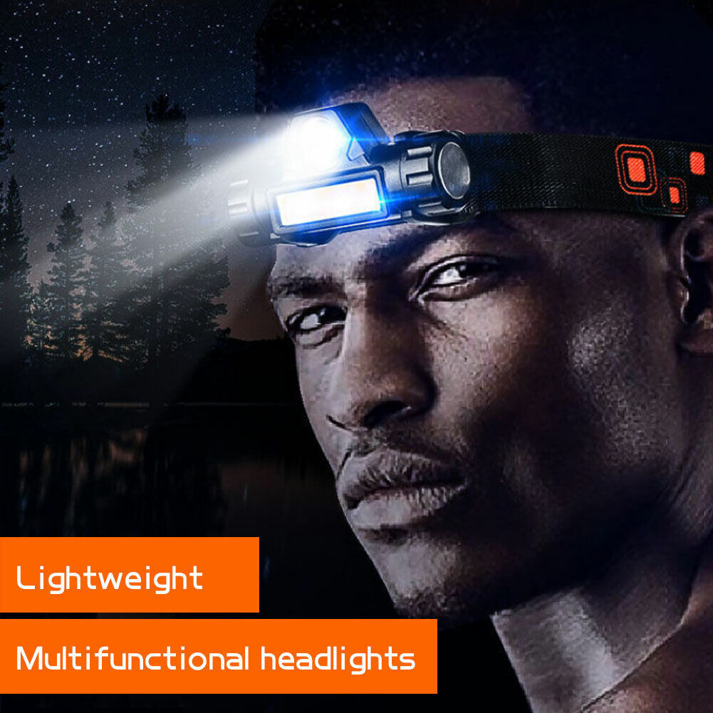 2Pack LED Headlamp Headlight USB Rechargeable Waterproof Flashlight ...