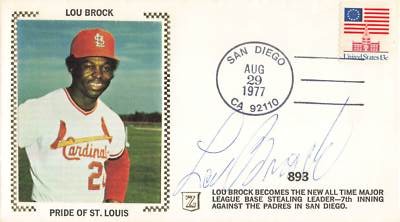Lou Brock Cardinals Signed First Day Cover Autograph Auto PSA/DNA ...
