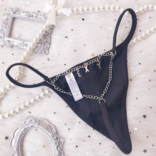Sexy Women Chain T-Back Panties Elastic Bikini Thong G-String Lingerie ...