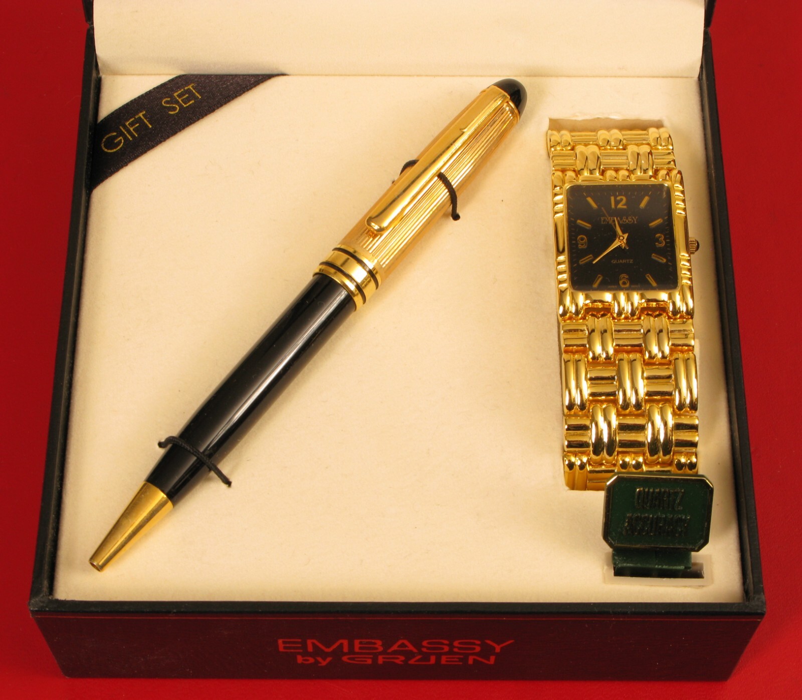 CLASSIC MENS EMBASSY BY GRUEN FLASHY GOLD TONE DESIGNER QUARTZ WATCH ...