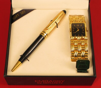 CLASSIC MENS EMBASSY BY GRUEN FLASHY GOLD TONE DESIGNER QUARTZ WATCH ...