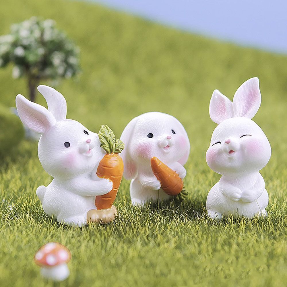 Mini Miniature Rabbit Figurine Cartoon Miniature Resin Hare | eBay