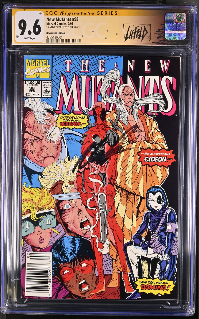 New Mutants #98 SS CGC 9.6 Signed Rob Liefeld 1st Deadpool NEWSSTAND ...