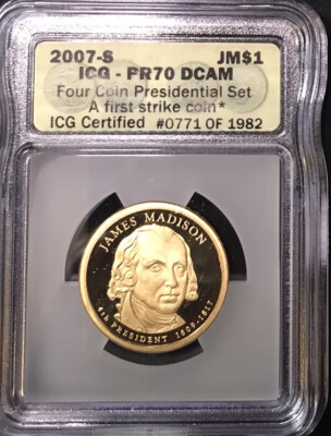 2007 S James Madison Presidential Proof Dollar $1 ICG PR70 DCAM First Strike | eBay