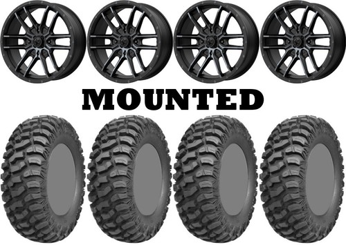 Kit 4 AMS M1 Evil Tires 27x9-14 on MSA M43 Fang Matte Black Wheels FXT ...