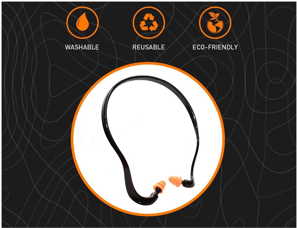 2 Pair Banded Ear Plugs + 10 Pair Replacement Pods Silicone Hearing ...