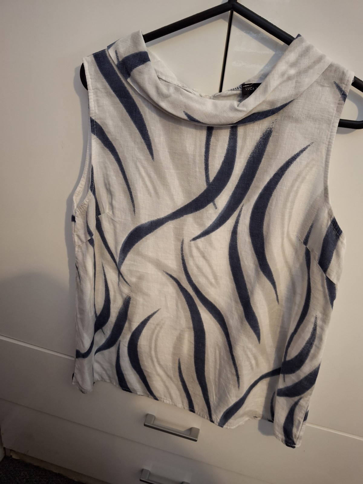 Luca Vanucci Women's Linen Blend Sleeveless Top With Cowl Neck Size S ...