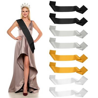 Satin Sash, Blank Sash Pageant Ribbon for Party 8 Pack & Black/Silver ...