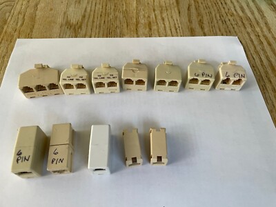 RJ11 Telephone Line Splitters Adapters 12 Ea. 6 Pin & 4 Pin 3 Way & 2 ...