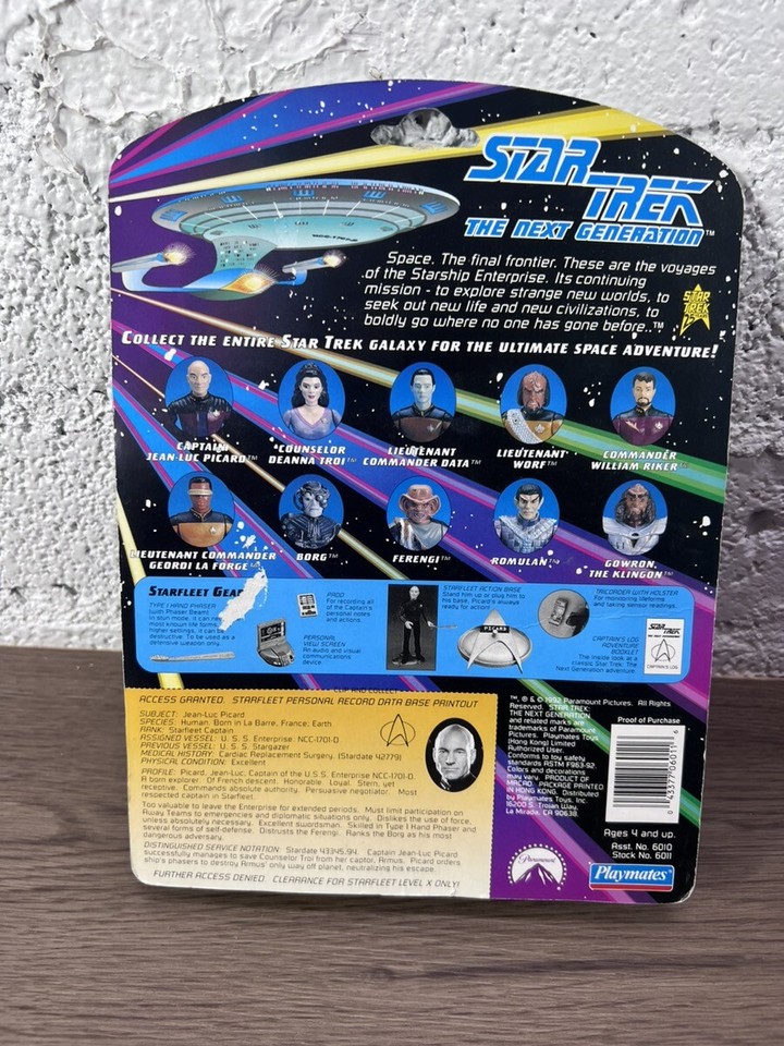 PLAYMATES TOYS STAR TREK NEXT GENERATION FIGURE CAPTAIN JEAN-LUC PIC ...