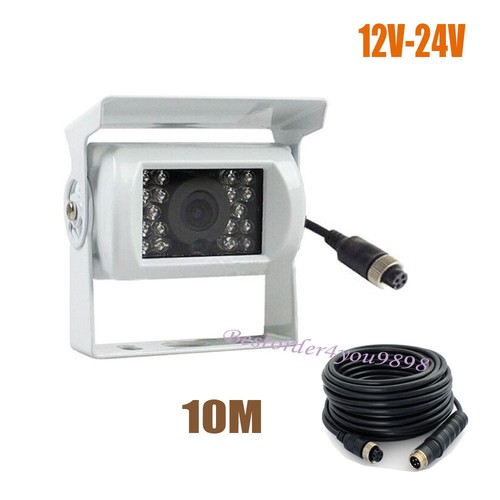 White 4Pin 18 IR HD Car Rear View Reverse Backup Camera 12V-24V + 33ft ...