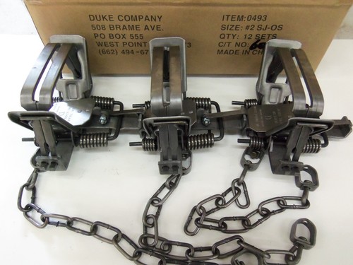 3 Duke # 2 Square Jaw Offset Coil Spring Traps 0493 Coyote Bobcat Fox ...