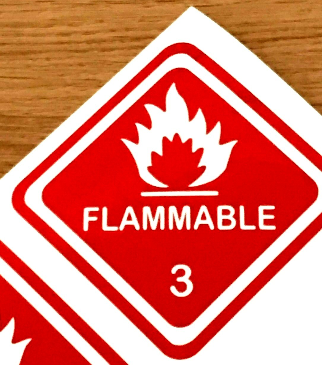 FIRE WARNING STICKER, PACK OF 2 STICKERS, CARAVAN, MOTORHOME,WORKPLACE ...