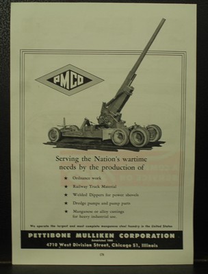 PETTIBONE MULLIKEN Chicago U.S.ARMY artillery Pratt & Whitney Taps 1945 ...