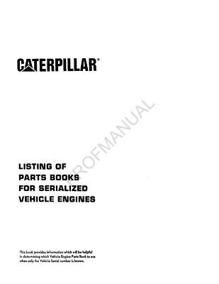 Caterpillar Listing ofs Serialized Vehicle Engines Parts Catalog Manual SEBP1143 | eBay