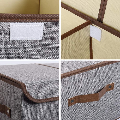 Large Storage Bins Linen Fabric Foldable Basket Cubes Organizer Storage ...