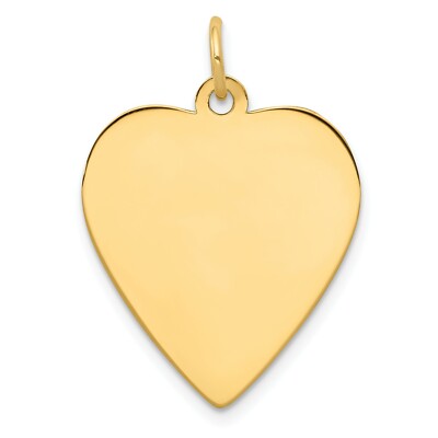 14k Yellow Gold 27mm x 21mm Large Plain Engravable Heart Disc Charm | eBay
