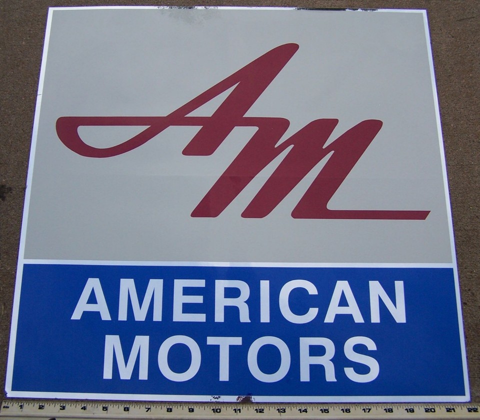 GIANT 22" X 22" AMC AMERICAN MOTORS AM SCRIPT Mylar Decal for trailer ...