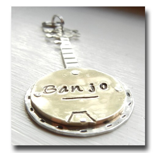 Banjo Pet ID Dog Name Tag Free Engraving Brass Nickel Silver Music ...