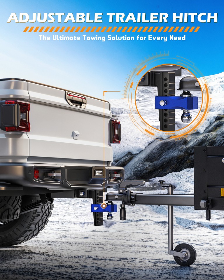 Adjustable Trailer Hitch 2/2.5" Receiver 6/8" Drop 18500lb Stainless ...