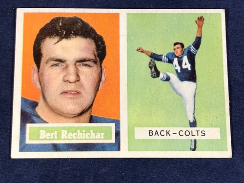H3-89 FOOTBALL CARD - BERT RECHICHAR BALTIMORE COLTS - CARD #41 - 1957 ...