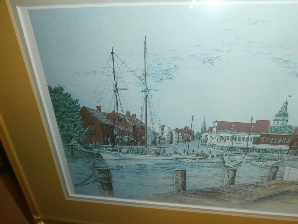 1977 Martin Barry Lithograph Art Print Annapolis MD Skyline - Rookies ...