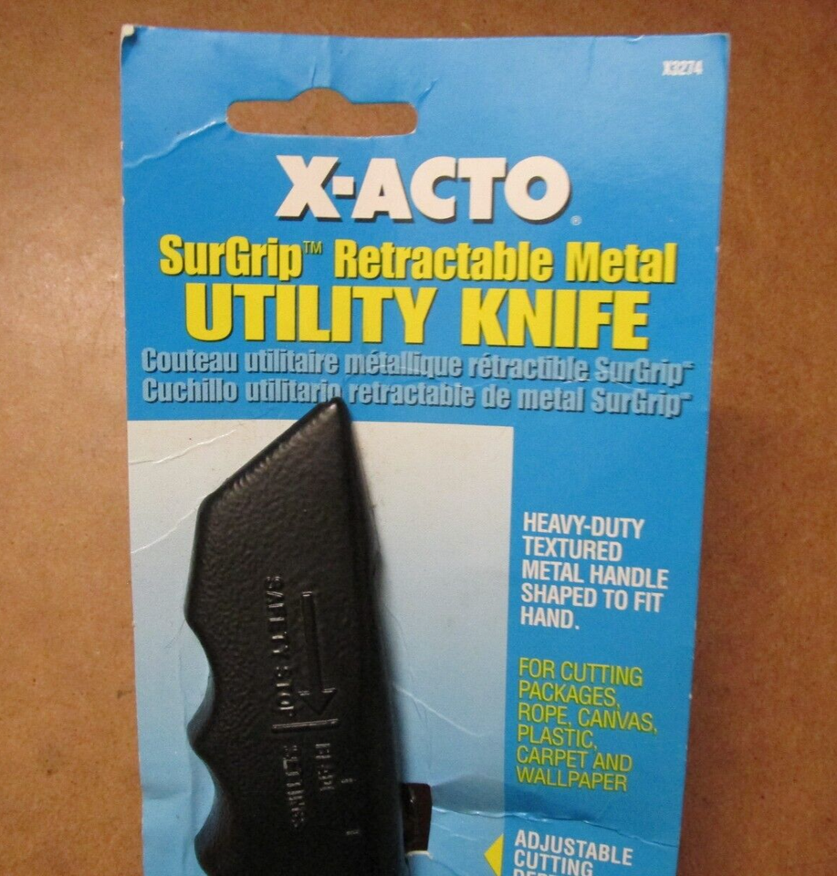 X-Acto SurGrip Retractable Metal Utility Knife Black Hand Shaped Grip ...
