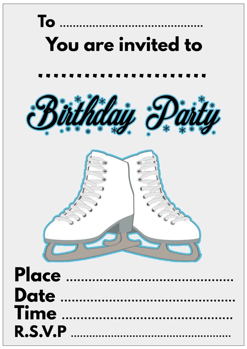 Ice Skating Birthday Invitations Printable Fill In