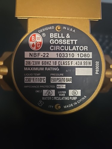 Bell & Gossett Circulator NBF-22 103252 1G90 | eBay