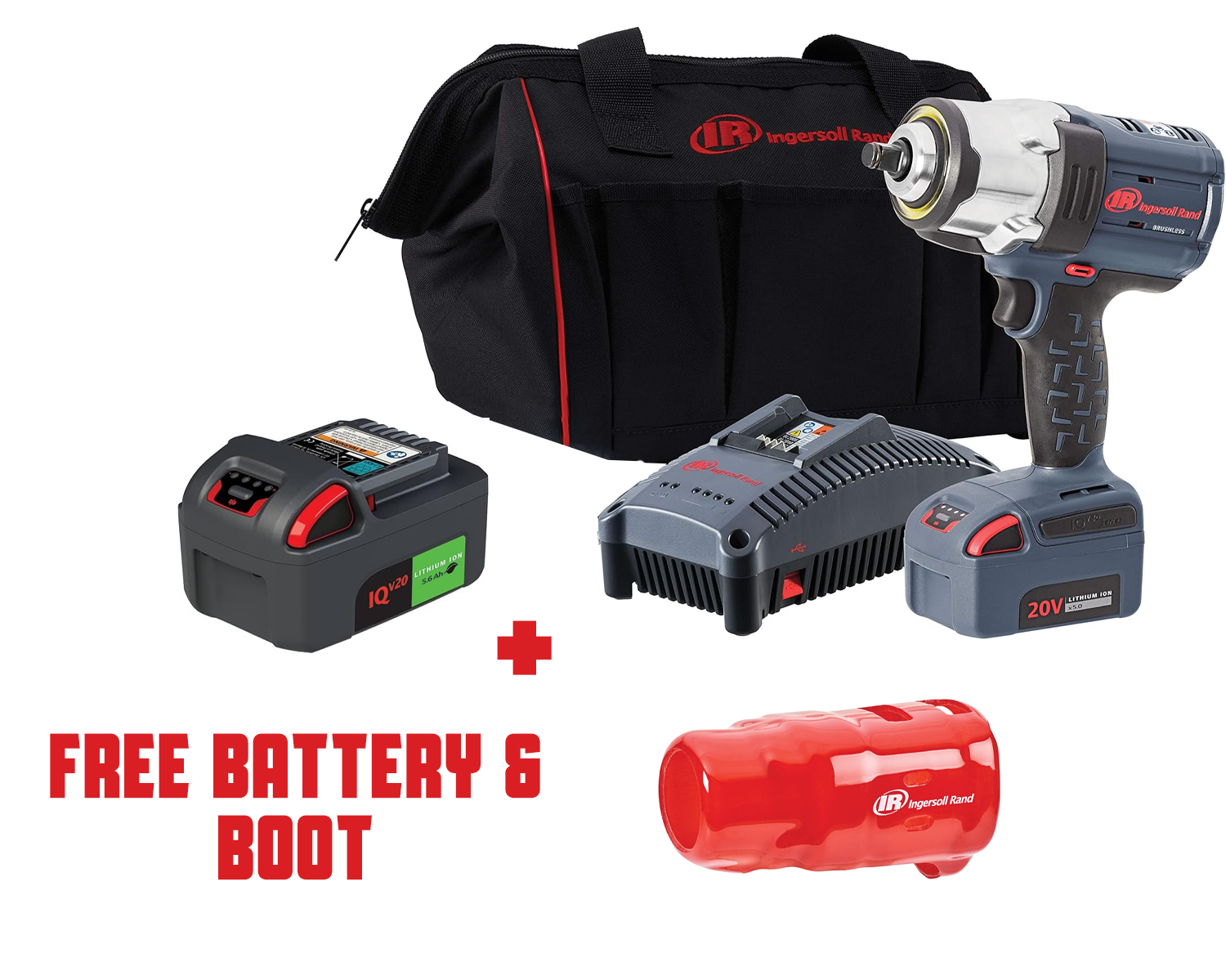 Ingersoll Rand W7152-K12 Impact Wrench 1/2" Dr V20 High Torque Kit ...