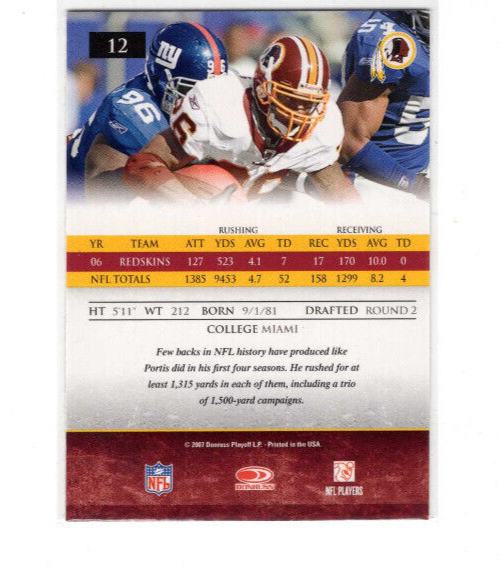 Clinton Portis 2007 Donruss Gridiron Gear #12 Football Card Washington ...