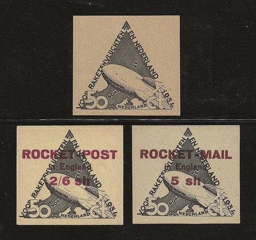 1934 GREAT BRITAIN rocket mail stamps - EZ 1B4, 1B5, 1B6 - Gerhard ...